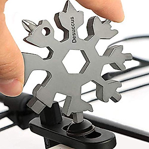 Desuccus 18-in-1 Snowflake Multi Tool, Bottle Opener/Flat Phillips Screwdriver Kit/Wrench, Stocking Stuffers for Men(Standard-Stainless Steel)