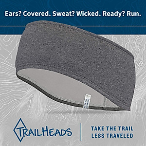 TrailHeads Tempo Running Headband | Ear Protection | Moisture Wicking Headband - heather grey One Size