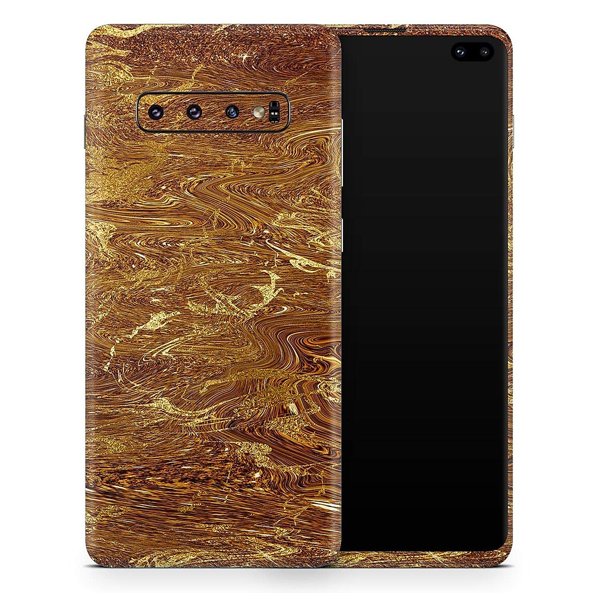 DesignSkinz Molten Gold Digital Foil Swirl V2 | Protective Vinyl Decal Wrap Skin Cover Compatible with The Samsung Galaxy S20 (Full-Body, Screen Trim & Back Glass Skin)
