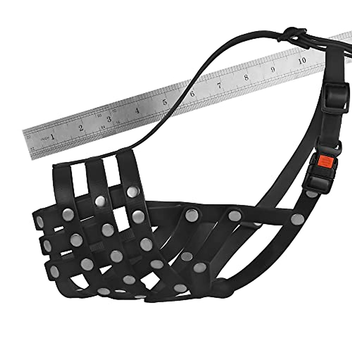 BRONZEDOG Pitbull Dog Muzzle Amstaff Waterproof Basket Breathable Mesh Stop Biting Chewing Adjustable Mask for Large Dogs (Black)