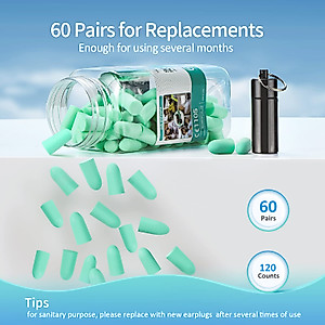 𝟑𝟖𝐝𝐁 Ultra Soft Ear Plug for Sleeping, 120 PCs High Noise Cancelling Earplug with Aluminum Case, Industrial-Grade Hearing Protection Earplug for Snoring/Working/Studying/Side Sleeper, Slow Rebound