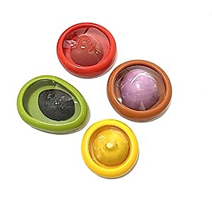 halteoly 4PC Fruit and Vegetable Storage Containers Set for Fridge, Onion Storage Container Tomato Saver and Lemon Keeper,Avocado Saver