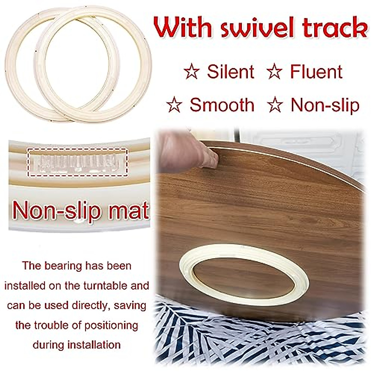 Lazy Susan Round Dining Table Swivel Plate, 360° Rotating Silent Smooth Wooden Turntable, Large Tabletop Rotating Serving Tray, Diameter Ø 20" 24" 28" 32" 36" 39"