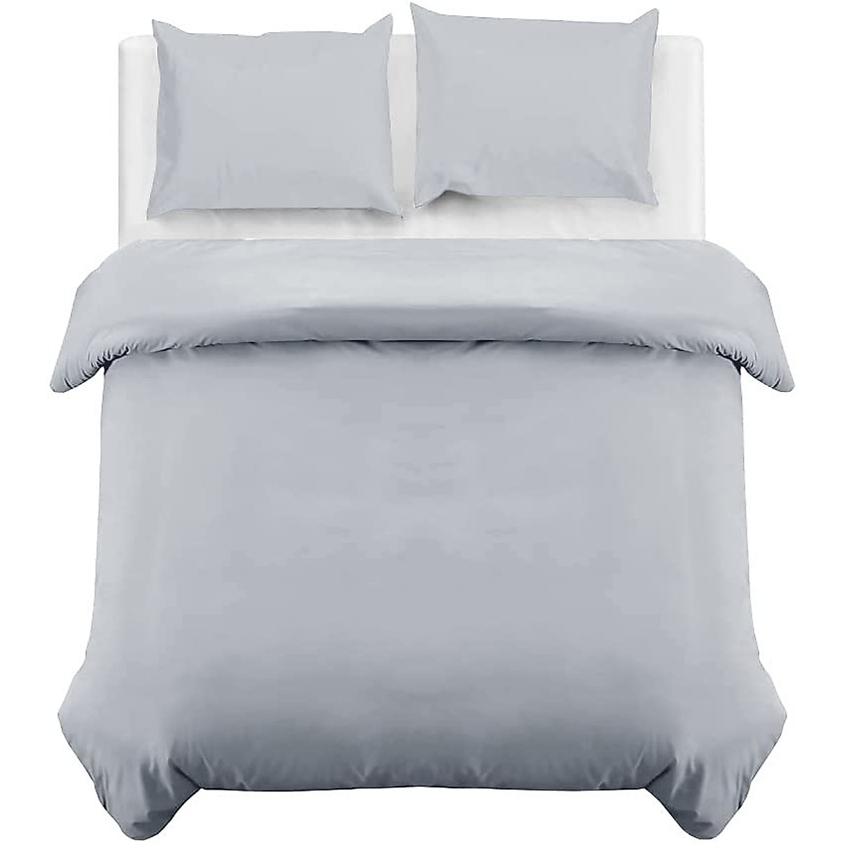 MOONLIGHT20015 Silver King Size Duvet Cover – Soft 3 Piece Double Brushed Microfiber Duvet Cover Set with Button Closure, 1 Duvet Cover King Size 104x90 inches and 2 Pillow Shams