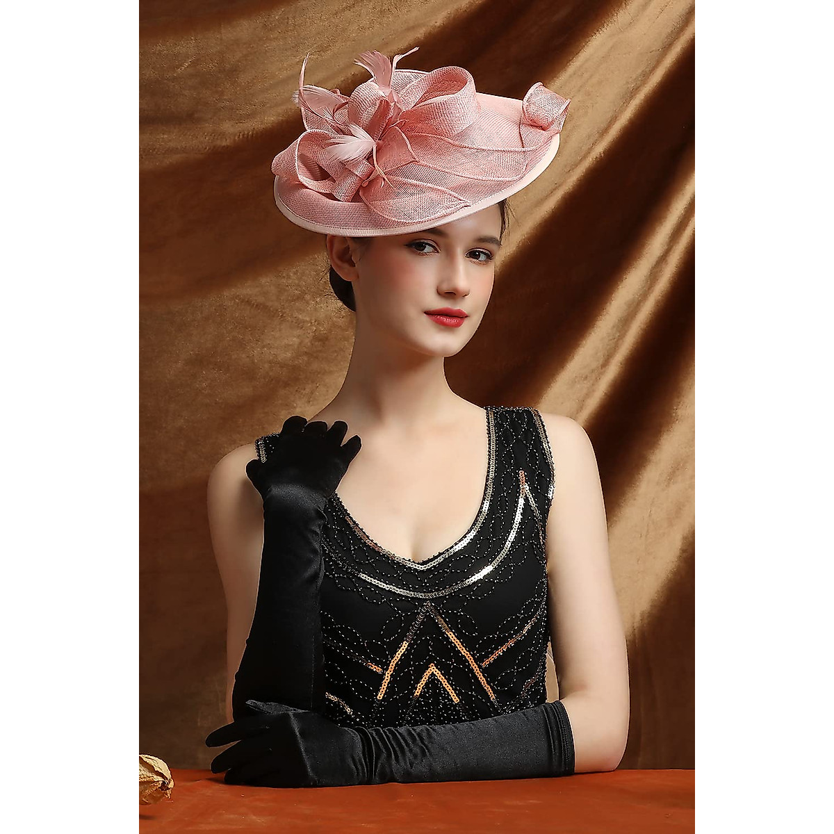 Comott Tea Party Fascinator Derby Hat Sinamay Church Hat for Women Cocktail Party Headband