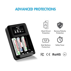 Tenergy TN474U Charger and 12 Pack Centura AAA Rechargeable Batteries, Ideal for Solar Lights, Remote Controllers, Toys, Flashlights, Computer Mouse