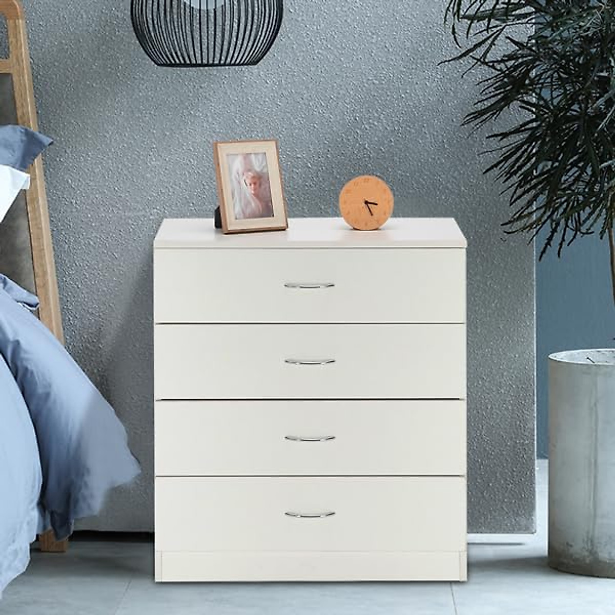 AQFilters Contemporary White 4-Drawer Bureau – Chic Storage Solution