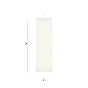 Mega Candles 1 pc Unscented White Square Pillar Candle, Hand Poured Premium Wax Candles 2 Inch x 6 Inch, Home Décor, Wedding Receptions, Baby Showers, Birthdays, Celebrations, Party Favors & More