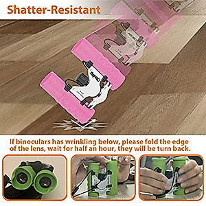 Obuby Real Binoculars for Kids Gifts for 3-12 Years Boys Girls 8x21 High-Resolution Optics Mini Compact Binocular Toys Shockproof Folding Small Telescope for Bird Watching,Travel, Camping, Pink