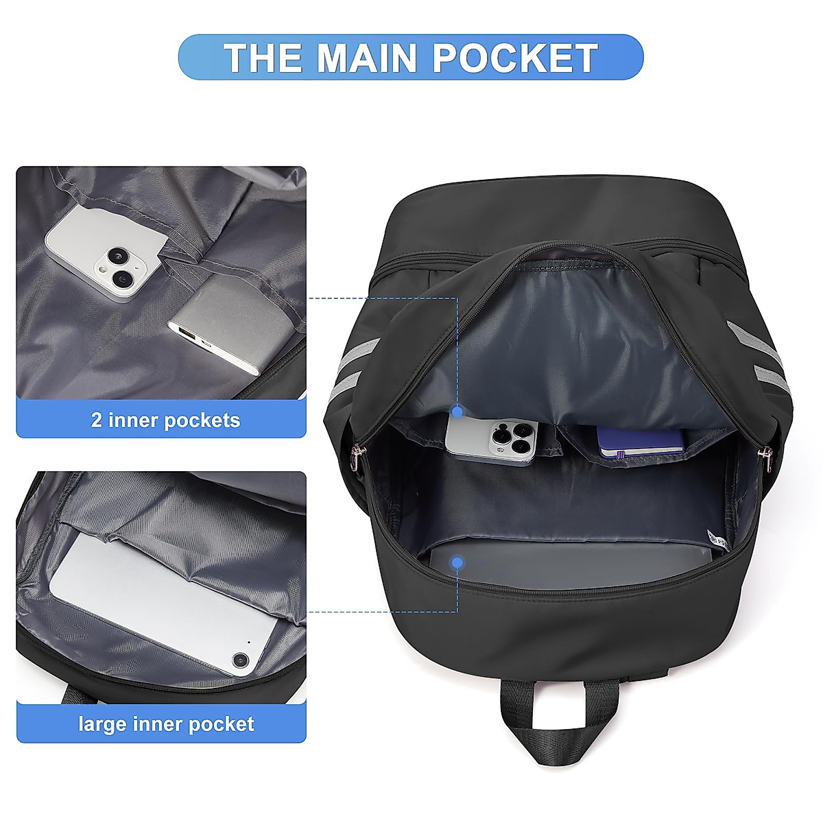 coofay Gym Backpack For Women Waterproof Backpack With Shoe Compartment Lightweight Travel Backpack Black Sports Backpack Large Gym Bag