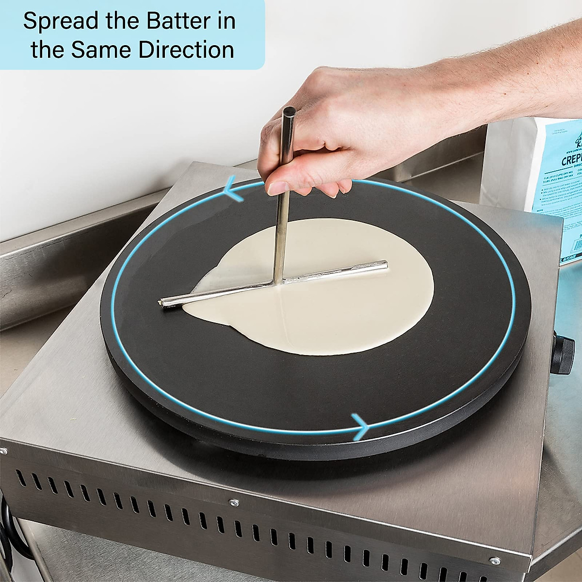 Lilithye Crepe Spreader and Spatula Kit Stainless Steel Crepe Batter Spreader Tool Metal 7 Inch T Shape Crepe Maker(2Pcs Large)