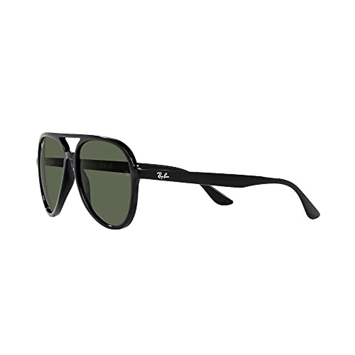 Ray-Ban RB4376F Low Bridge Fit Aviator Sunglasses, Black/Dark Green, 57 mm