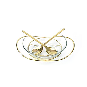 Rigeli Regent 18/10 CONTEMPO Chromeplated 9.8”inch 25cm Salad Bowl with Stainless Steel Servers Salad Bowls, Big Salad Bowls with Perfect for Fruits, Vegetable or Salads (Gold)