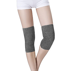 Thermal Knee Warmer Sleeve Winter Leg Brace Protector Circulation Improvement,Joint Pain Relief,Knee Arthritis Knitted Wool for Men Women Outdoor Sports Running Dancing Gym Yoga Fitness 1 Pair (Grey)