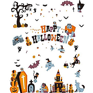 146 PCS Halloween Window Clings Decals for Window Glass Decorations Halloween Glass Decals for Party Decorations