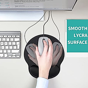 eulps Mouse Pad Wrist Support, Ergonomic Gel Mouse Pad with Wrist Rest, Comfortable Computer Mouse Pad for Laptop, Pain Relief Mousepad with Non-Slip PU Base (Black)