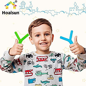 Sensory Chew Toys for Autistic Children, 2 Pack Chewy Tubes Sticks Oral Motor Tools for Humans, Silicone Baby Teething Toys for Kids with Autism, ADHD, SPD, Biting, Nursing, Fidget or Special Needs