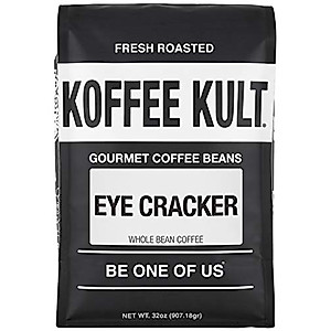 Koffee Kult Eye Cracker Espresso Coffee Beans - Bright, Bold Medium Roast with a Citrus Twist Coffee Crema - Artisan Roasted Fresh 100% Arabica Speciality Grade (Whole Bean, 32oz)