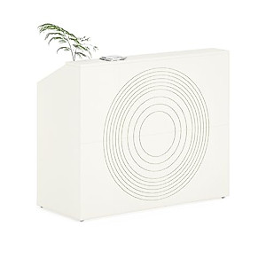 LITTLE TREE 47-Inch Reception Desk with Counter, White Front Desk Reception Room Table, Retail Counter for Checkout, Modern Welcome Desk for Lobby, Office, Beauty Salon