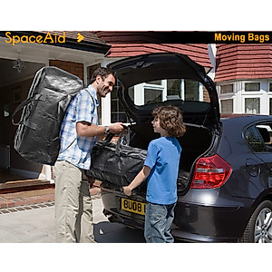 SpaceAid Heavy Duty Moving Bags, Extra Large Storage Totes W/ Backpack Straps Strong Handles & Zippers, Alternative to Moving Boxes, Packing & Moving Supplies, Black (8 Pack)
