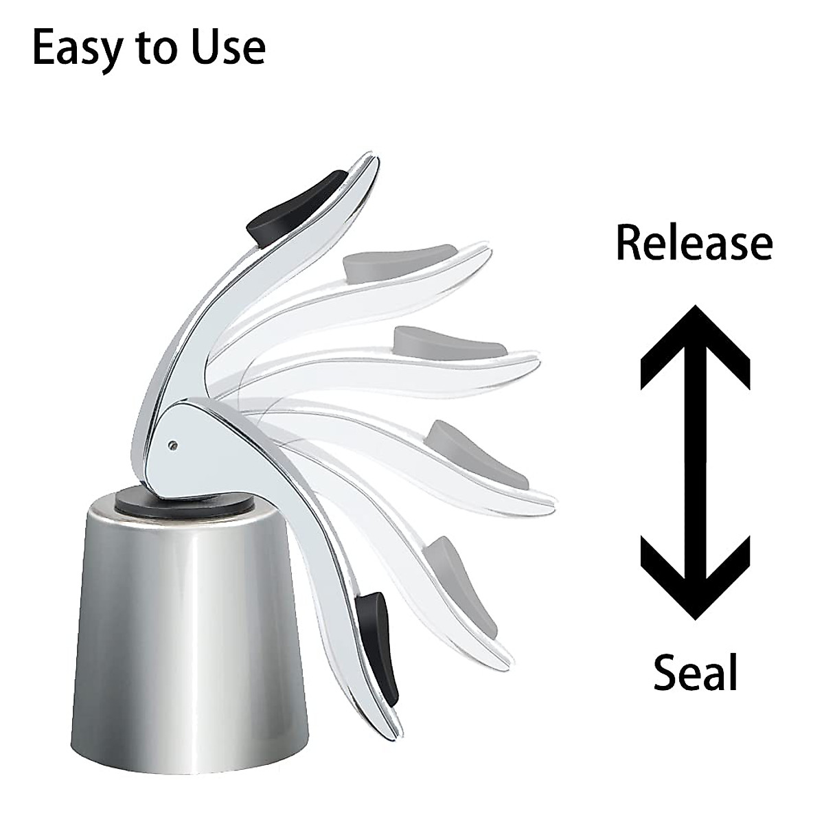 FKYTION Wine Stopper Pack of 3 Stainless Steel Wine Stopper and Has Strong Sealing Bottle Sealer, Keeps Wine Fresh Reusable Wine Saver