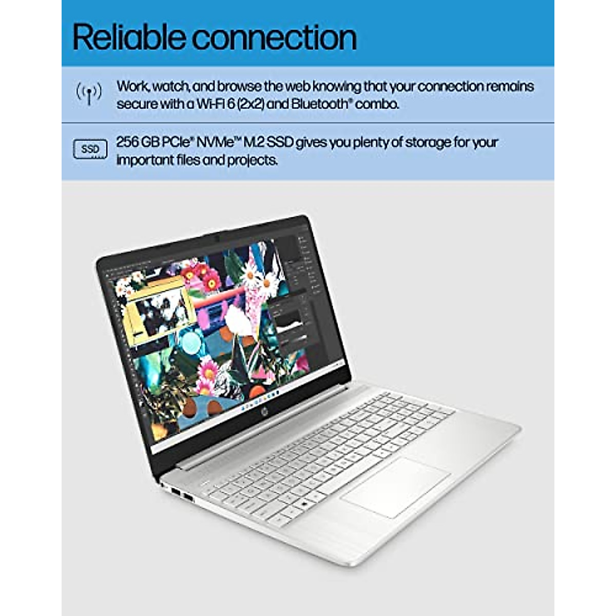 HP15.6 Inch Laptop, Intel Iris Xe Graphics, 12th Generation Intel Core Processor, 8 GB RAM, 256 GB SSD, Diagonal Full HD Display, Windows 11 Home, Dual Array Microphones, Wi-Fi 6 (15-dy5024nr, 2022)