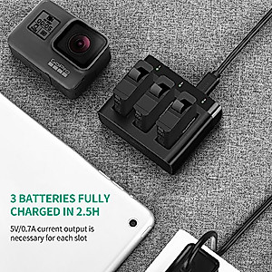 UGREEN Camera Charger for GoPro - Triple Battery Charger Compatible with Hero 8 Black, Hero 7 Black, Hero 6