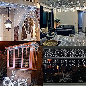Christmas Icicle Lights Outdoor - 66ft 640 LED 8 Modes Connectable Curtain Fairy String Lights with Timer Memory, Plug in Waterproof for Home Decoration Holiday Eaves Yard Party Indoor (Cool White)
