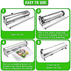Goldtree Plastic Wrap Dispenser with Cutter - Perfect for Aluminum Foil, Wax Paper, Parchment Dispenser for Kitchen - Maximum Replace Roll 13.8 In×750 Ft - Aluminum body