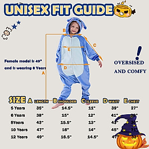 SWEETXIN Kids Unise Onesie Pajamas Plush One Piece Halloween Costume Cosplay Sleepwear for Girls Boys (5 Years,Blue Stitch)