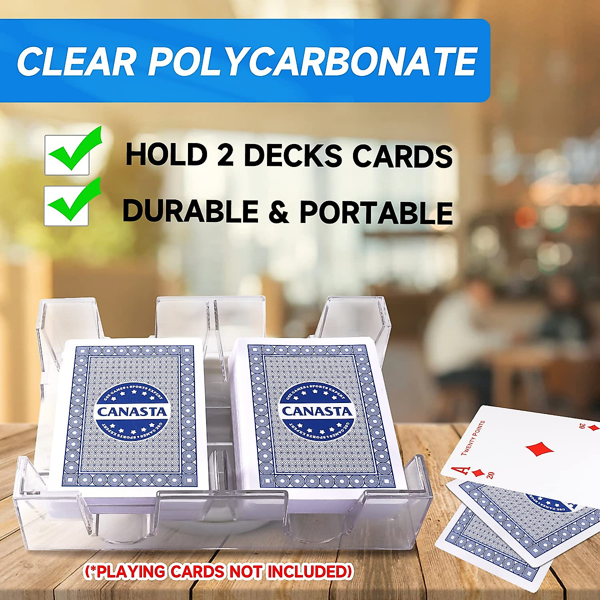 GSE Games & Sports Expert 2-Deck Playing Card Revolving Tray, Dual Deck 360° Rotating Card Holder for Elder, Little Hands, Swivel Cards Holders for Canasta, Hand & Foot, Rummy