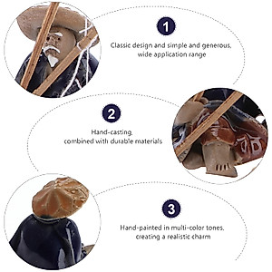 Hemoton Bonsai Figurines 3pcs Fisherman Ornament Elder Ceramics Car Puppet Cars Ornament