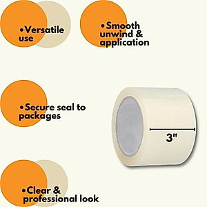 Clear Packing Tape, Packaging Shipping Tape Rolls, 3 Inch x 110 Yards, 1.9 Mil Thick, 24 Pack