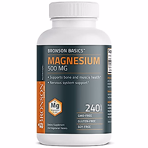 Bronson Magnesium 500 MG Supports Bone & Muscle Health & Nervous System Support - Non-GMO, 240 Vegetarian Tablets