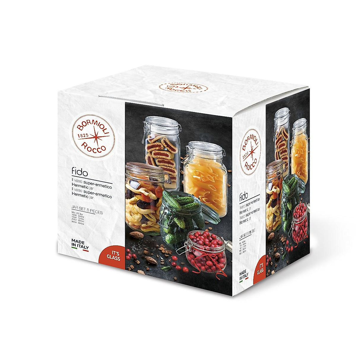 Bormioli Rocco Fido Clear Glass 5 Piece Canning Jar Set