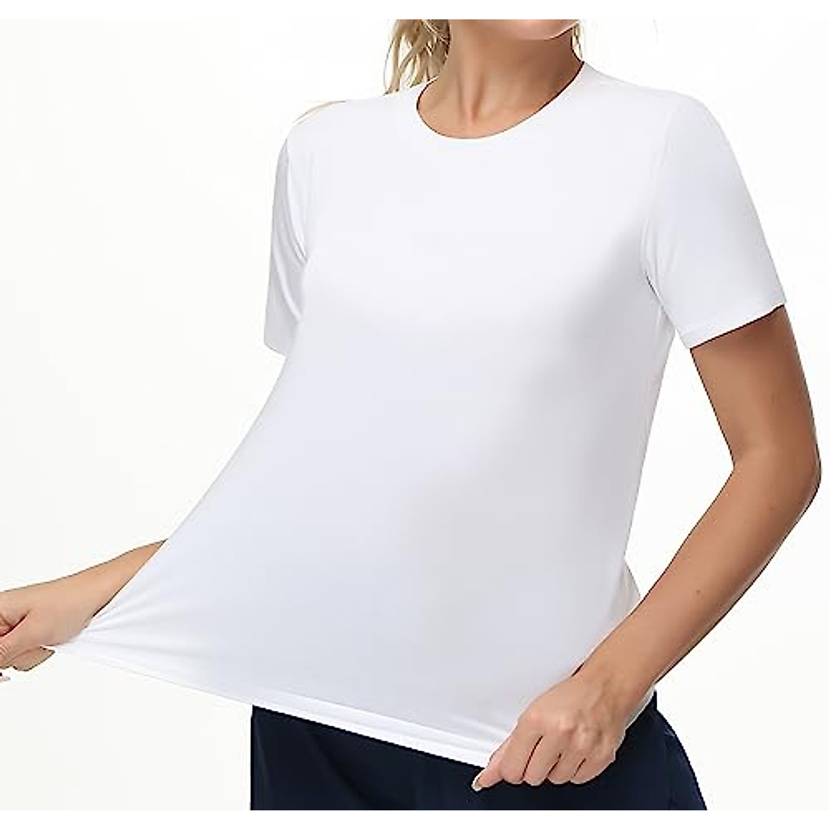 THE GYM PEOPLE Women's Workout Short Sleeve Breathable T-Shirts Athletic Yoga Tee Tops White