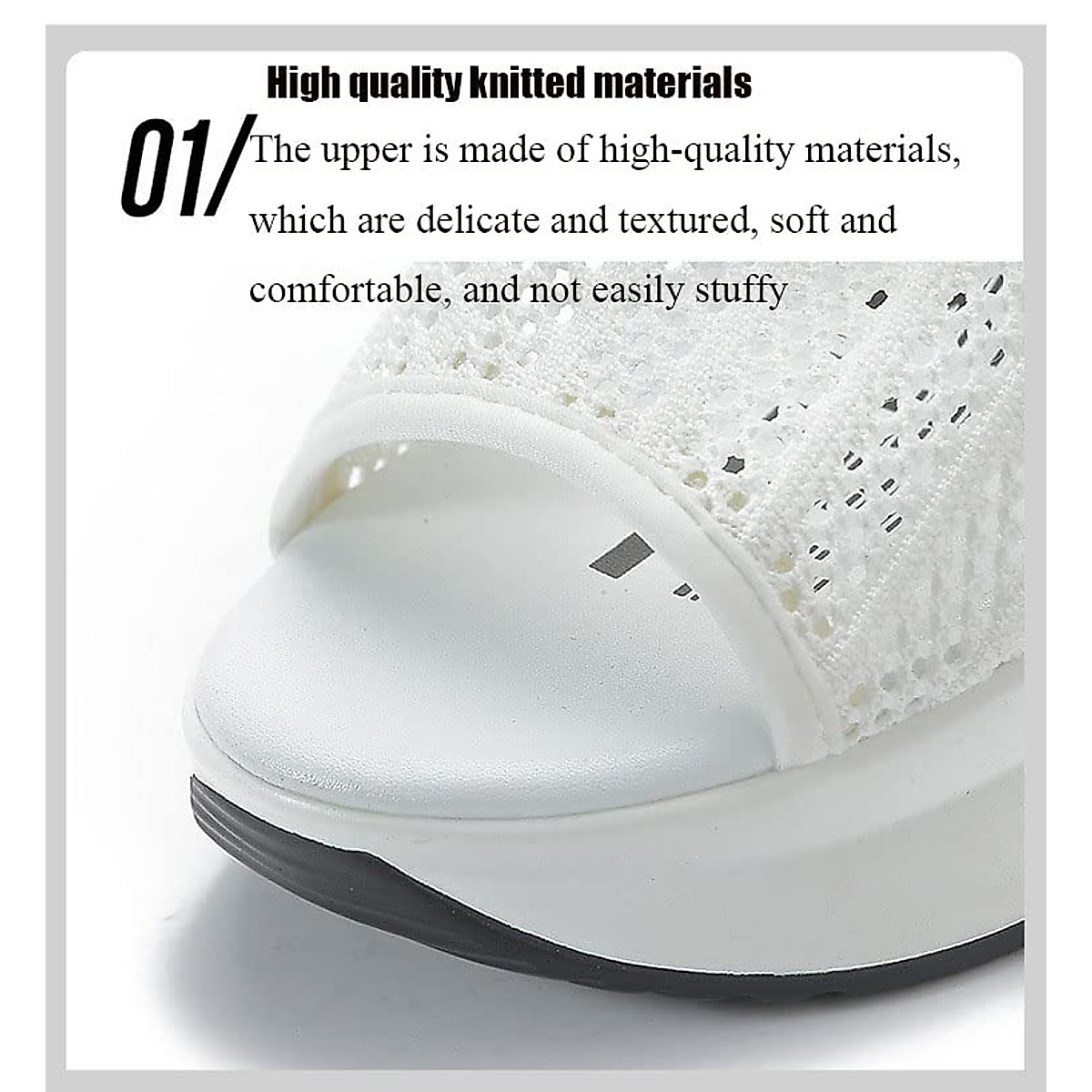 Women's Air Cushion Sneakers Hiking Outdoor Sandals Breathable Mesh Lightweight Comfortable Roman Fish Mouth Walking Shoes Anti-Slip Height Increasing Beach Sandals (Black,7.5,7.5)