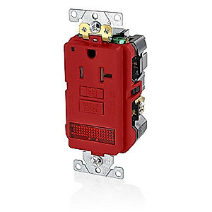 Leviton GFPL2-PLR 20A-125V Extra-Heavy Duty Industrial Grade Pilot Light Tamper-Resistant Self-Test GFCI Receptacle, Red, 20-Amp