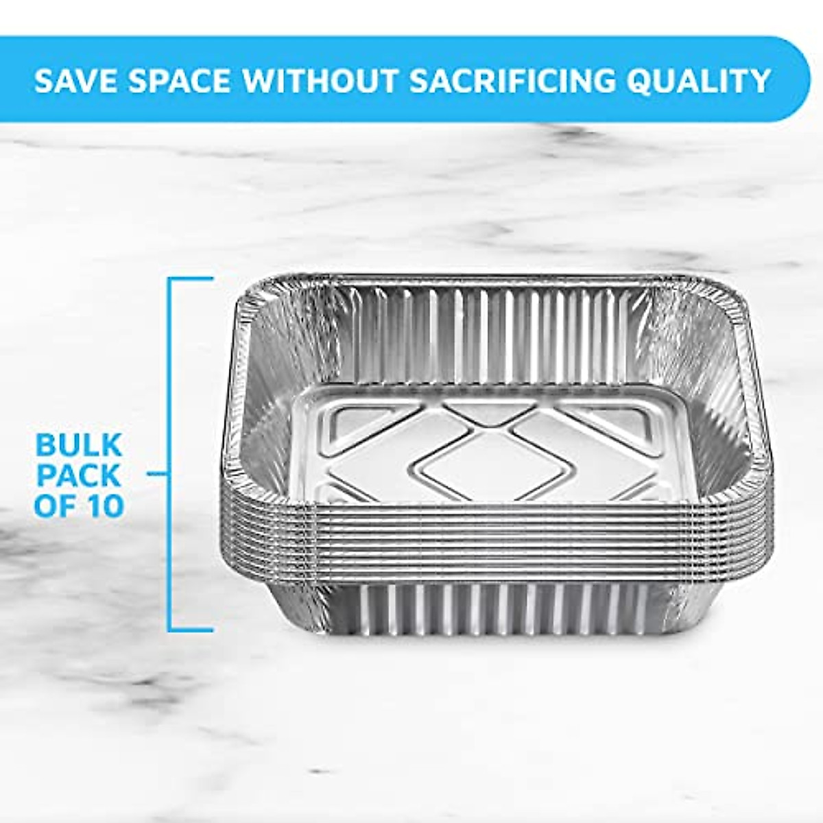 MontoPack Aluminum Foil Pans Half Size Roasting Chafing Pan | Bulk 10 Pack of 9x13 Tins for Cooking, Baking & Catering | Heavy Duty Disposable Cookware Steam Table Trays for Buffet & Food Prepping