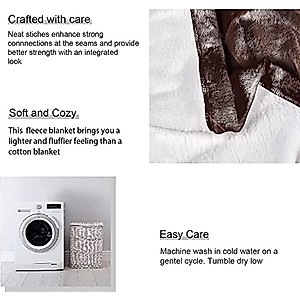 HommomH Chocolate Lab Blanket, Brown Labrador Dog Print, Soft Fluffy Fleece Throw, 50"x60"