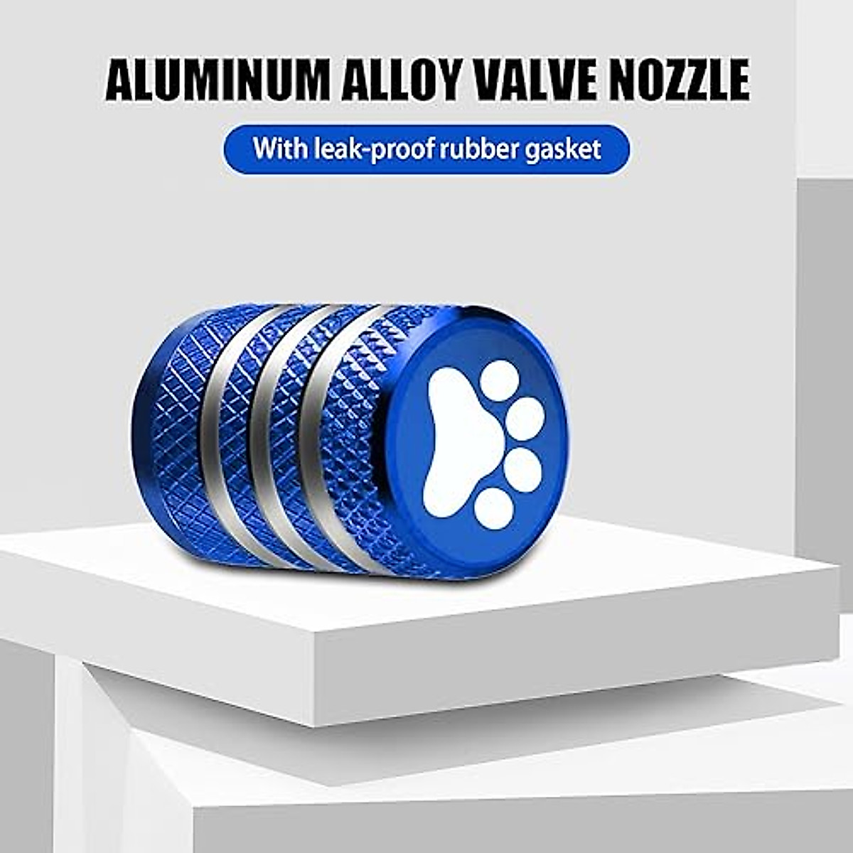 Hawyet 5 PCS Tire Valve Stem Caps, Dog Paw Tire Covers, Aluminum Alloy Car Anti-dust Caps, Universal for Most Cars (Blue)