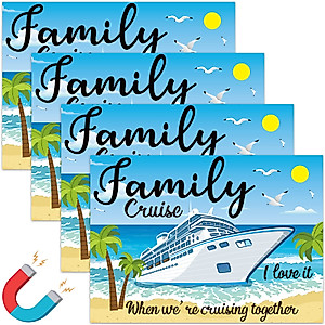 Xuhal 4 Pcs Large Cruise Door Magnets Decorations Magnetic Summer Beach Magnets Cruise Ship Magnets Funny Beach Nautical Magnet Decal Sticker for Cabin Fridge Refrigerator Car Carnival Anniversary