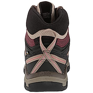 KEEN Women's Ridge Flex Mid Height Waterproof Hiking Boots, Rhubarb/Black, 8.5