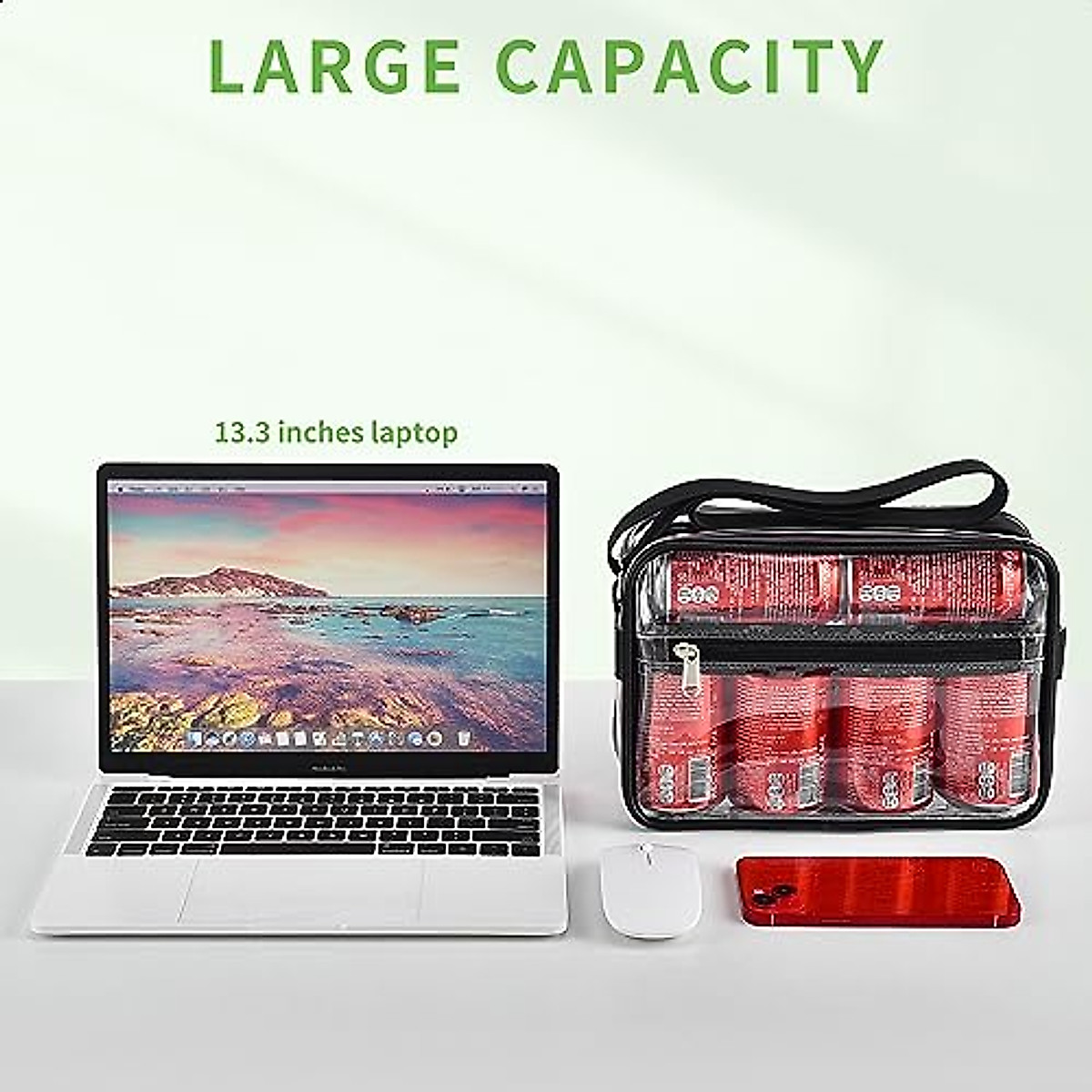 MAY TREE Clear Crossbody Bag Stadium Approved Clear Messenger Bag Suitable for Work, Travel, Concert and Sport Event