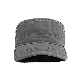 KRISPHILY Washed Cotton Sports Army Cap,Military Hat,Trucker Hat for Adult(Grey)