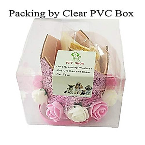 PET SHOW Pink Crown Dog Birthday Party Hat for Girls Reusable Birthday Party Cat Kitten Headband with 0-9 Figures Charms Grooming Accessories with Glue Pack of 1