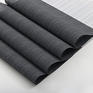 Vinjiasin Placemats Set of 4 for Dining Table Vinyl Woven Placemats Washable Easy to Clean Heat Resistant Durable Table Mats Black/Grey Place Mats for Indoor and Outdoor