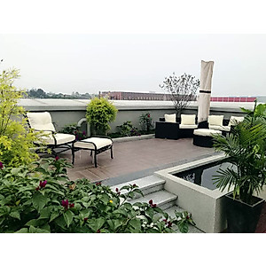 CoverFml Patio Umbrella Cover - 420D Waterproof Outdoor Umbrella Cover - Fits 7-10Ft Market Parasol, 15Ft Double Sided Umbrella - Beige