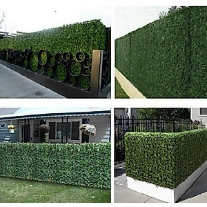 Artificial Boxwood Hedge, Faux Greenery Wall, Privacy Hedge Screen, UV Protected Faux Greenery Mats, Boxwood Wall, Suitable for Both Outdoor or Indoor (20x20 Inch DarkG_12pc)