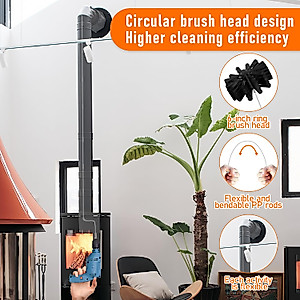 Mosxoed 30Feet Chimney Sweep Kit,Dryer Vent Cleaner Kit, Chimney Sweep&Chimney Cleaning Kit, Rotary Chimney Cleaning System for Flue/Fireplace/Sewage Pipe/Fume Hood with 23 Nylon Flexible Rods